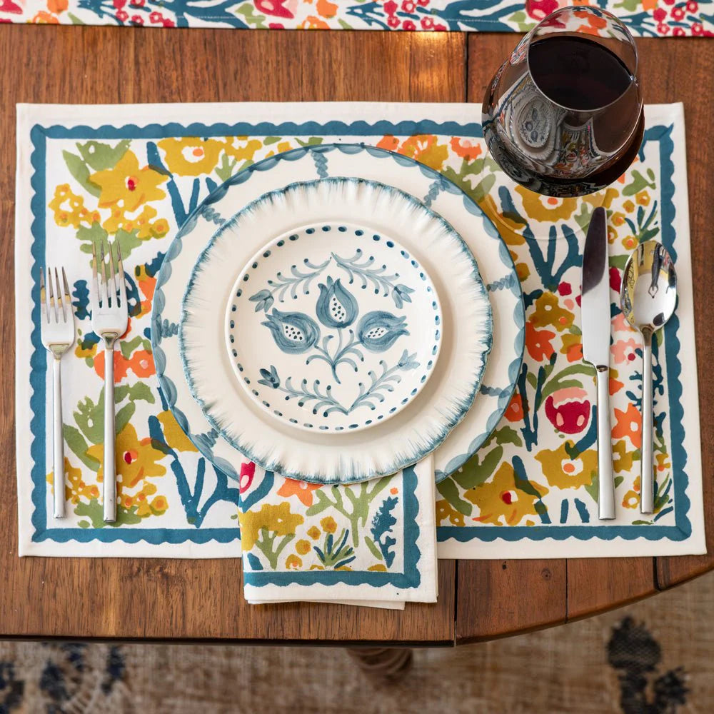 Pomegranate Trio Vine Teal Appetizer Plate, Set of 2 – Gramercy